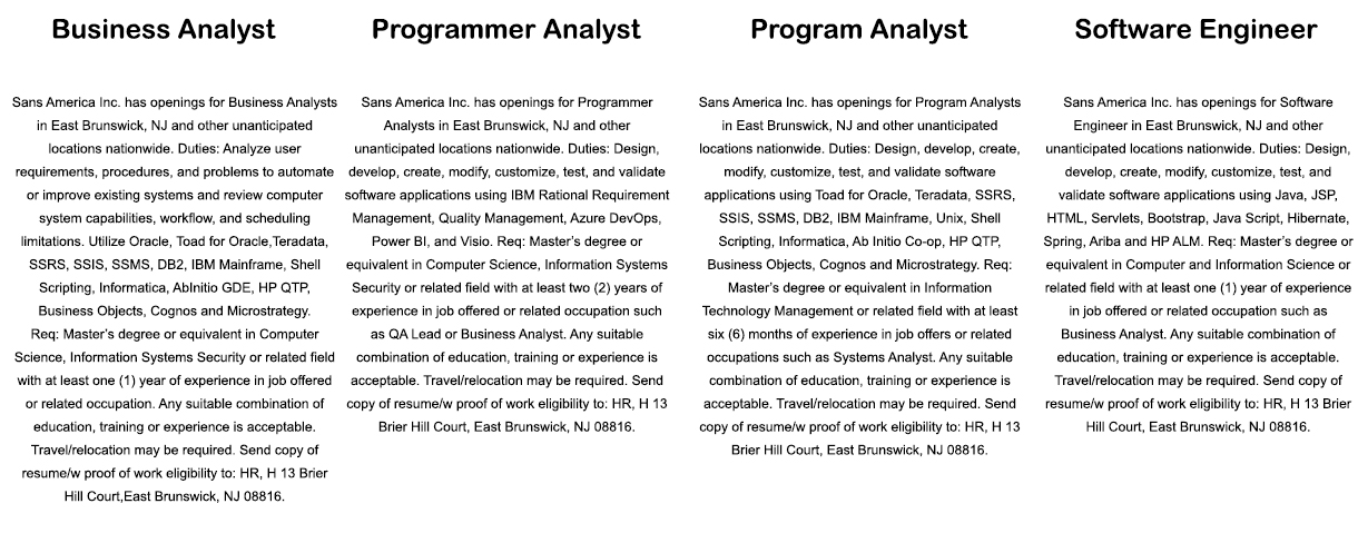 Careers : SANS AMERICA